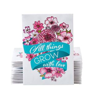 american meadows wildflower seed packets ”all things grow with love” party favors (pack of 20) – wildflower seed mix, party favors for weddings, valentine’s day, anniversaries, thank you