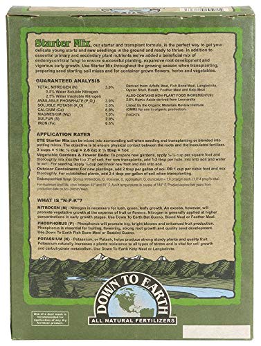 Down to Earth Organic Starter Fertilizer Mix 3-3-3, 5 lb