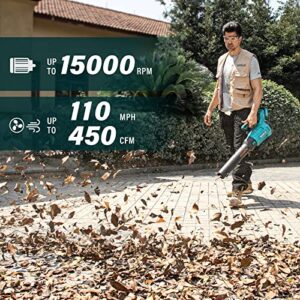 Berserker 20V Leaf Blower Cordless 4.0Ah Battery Operated and Fast Charger Included,Powerful 450CFM 110MPH Electric Powered Handheld Variable-Speed Yard Blower for Lawn Care,Snow Blowing,Dust Cleaning