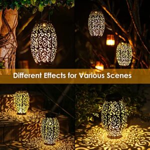 2 Pack Solar Lanterns Outdoor Waterproof, Hanging Lanterns Solar Powered Garden Lanterns Metal Decorative Solar Lights for Patio Yard Pathway Walkway (Auspicious Cloud 2 Pack)