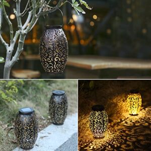 2 Pack Solar Lanterns Outdoor Waterproof, Hanging Lanterns Solar Powered Garden Lanterns Metal Decorative Solar Lights for Patio Yard Pathway Walkway (Auspicious Cloud 2 Pack)