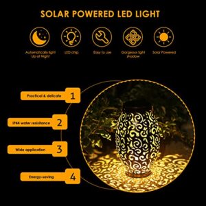 2 Pack Solar Lanterns Outdoor Waterproof, Hanging Lanterns Solar Powered Garden Lanterns Metal Decorative Solar Lights for Patio Yard Pathway Walkway (Auspicious Cloud 2 Pack)