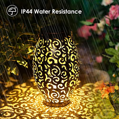 2 Pack Solar Lanterns Outdoor Waterproof, Hanging Lanterns Solar Powered Garden Lanterns Metal Decorative Solar Lights for Patio Yard Pathway Walkway (Auspicious Cloud 2 Pack)