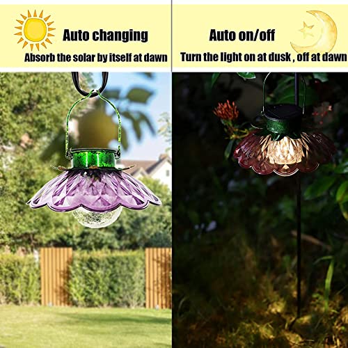 Solar Lantern Outdoor Crackle Globe Glass Solar Lights Outdoor Garden ,LED Landscape.Solar Hanging Lights. Solar Lantern Outdoor to Hang for Yard and Lawn Tree,Fence,Patio,Lawn,Walkway，1 Pack