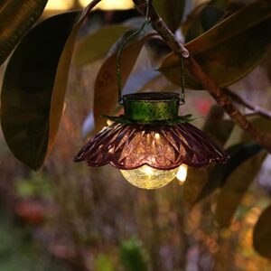 Solar Lantern Outdoor Crackle Globe Glass Solar Lights Outdoor Garden ,LED Landscape.Solar Hanging Lights. Solar Lantern Outdoor to Hang for Yard and Lawn Tree,Fence,Patio,Lawn,Walkway，1 Pack