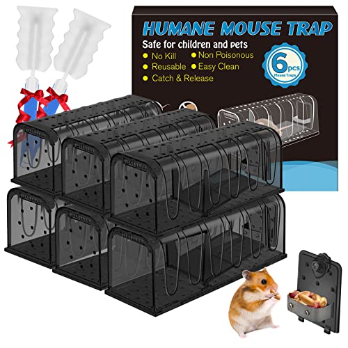 Humane Mouse Trap，Mice Traps for House Indoor Catch and Release for Home No Kill, Chipmunk Traps Live Rat Traps Indoor for Home Safe for Family and Pets No Touch， Best Mouse Traps for Home(6Pack)