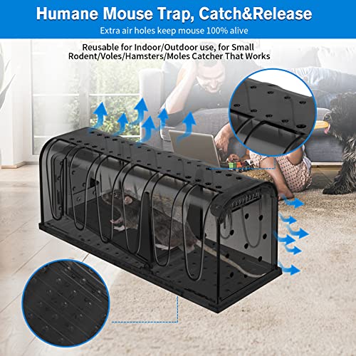 Humane Mouse Trap，Mice Traps for House Indoor Catch and Release for Home No Kill, Chipmunk Traps Live Rat Traps Indoor for Home Safe for Family and Pets No Touch， Best Mouse Traps for Home(6Pack)