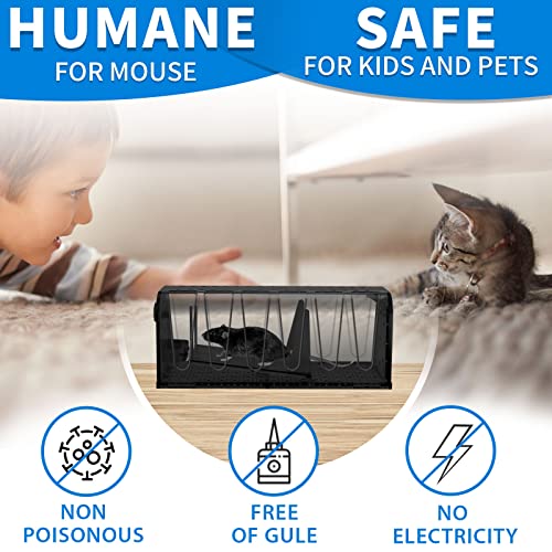 Humane Mouse Trap，Mice Traps for House Indoor Catch and Release for Home No Kill, Chipmunk Traps Live Rat Traps Indoor for Home Safe for Family and Pets No Touch， Best Mouse Traps for Home(6Pack)