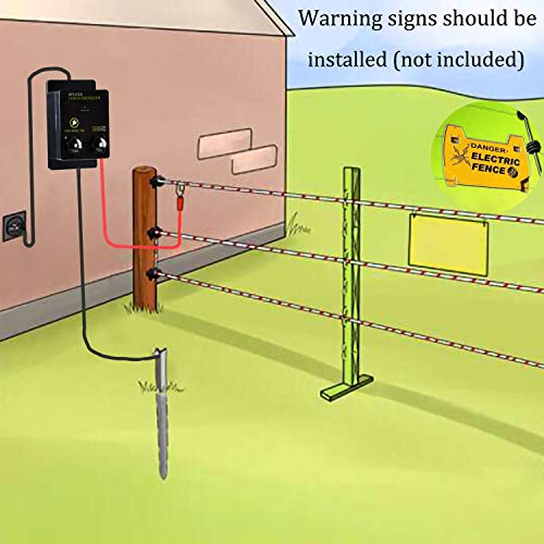 Briidea 2-Mile Electric Fence Energizer for Preventing Wild Animals Intruding 8 Acres Output Voltage 5000 V 0.1Joule