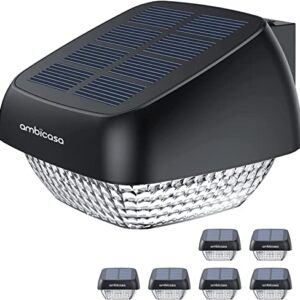 AmbiCasa Solar Deck Lights, 6 Pack Outdoor Fence Lights Solar Power Step Lights with Warm Light & RGB, IP65 Waterproof Outside Front Back Yard Lighting Decor for Stairs Patio Garden Pool Pathway