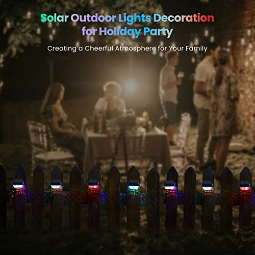 AmbiCasa Solar Deck Lights, 6 Pack Outdoor Fence Lights Solar Power Step Lights with Warm Light & RGB, IP65 Waterproof Outside Front Back Yard Lighting Decor for Stairs Patio Garden Pool Pathway