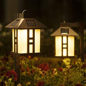 solpex solar garden lights, garden lights solar powered, waterproof solar yard lights for lawn, patio, yard, pathway, walkway and driveway（2 pack, warm white）