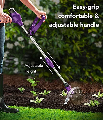 Cordless Tiller and Cultivator Electric with Crack Weeder Blade - 3.2 Lbs Lightweight Small Rototiller for Garden with Rechargeable Battery, Small Garden Rototiller, Garden Tiller Battery Powered