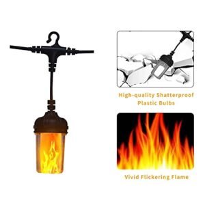 Flickering Flame String Lights for Halloween Decor Outdoor,23Ft LED String Lights for Outside,Plug in Garden Lights,Connectable Backyard Lights 10 Lantern & Hooks Decorative Lights Cafe Bistro Patio