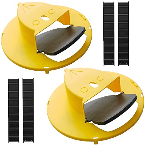 Pack 2 Bucket Lid Mouse Rat Trap, Bucket Lid Mouse Trap, Humane or Lethal, Trap Door Style, Multi Catch, Auto Reset, Indoor Outdoor, No See Kill, 5 Gallon Bucket Compatible