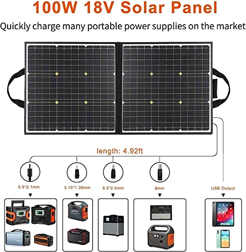 Solar Panels 5V USB Flashfish Foldable Solar Cells Battery Charger Folding Outdoor Power Supply Camping Garden 100W 18V Portable Solar Panel (Color 50W) (100W) (50w) (100w)