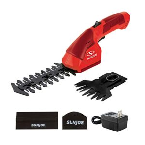 sun joe hj604c-red 7.2v cordless 2-in-1 grass shear, hedge trimmer, red