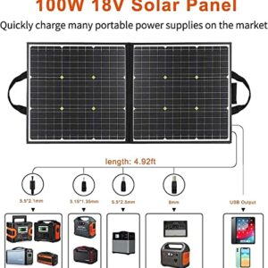 5V USB Flashfish Foldable Solar Cells Battery Charger Folding Outdoor Power Supply Camping Garden 100W 18V Portable Solar Panel (Color 50W) (100w) (100w) (100w)