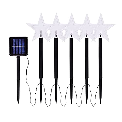 Folomie Solar Pathway Lights Outdoor Waterproof, Warm White Star Christmas Pathway Lights, 5 Pack Outdoor Landscape Stake Lights for Garden Patio Yard Christmas Decorations(Star)