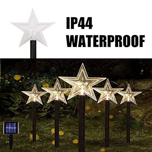 Folomie Solar Pathway Lights Outdoor Waterproof, Warm White Star Christmas Pathway Lights, 5 Pack Outdoor Landscape Stake Lights for Garden Patio Yard Christmas Decorations(Star)