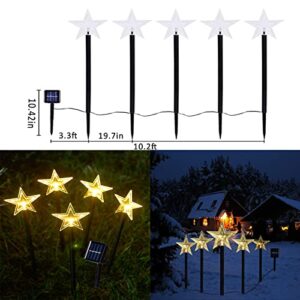 Folomie Solar Pathway Lights Outdoor Waterproof, Warm White Star Christmas Pathway Lights, 5 Pack Outdoor Landscape Stake Lights for Garden Patio Yard Christmas Decorations(Star)