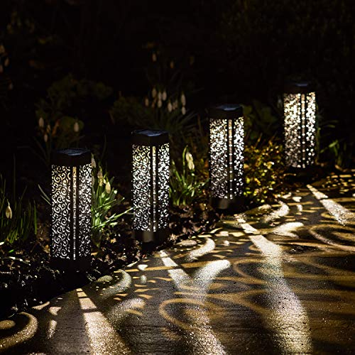 Lights4fun, Inc. Set of 4 Moroccan Solar Powered LED Outdoor Waterproof Garden Pathway Landscape Lights