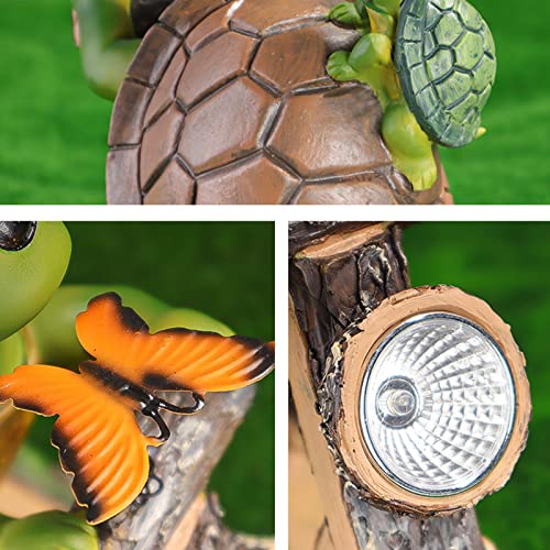 Sempoda 2Pcs Outdoor Solar Lights Turtle Statues Decor, Solar Powered LED Scooter Light Garden Sculptures, Waterproof Resin Art Lighting Lamp for Garden Landscape Patio Lawn Yard Pathway Decor