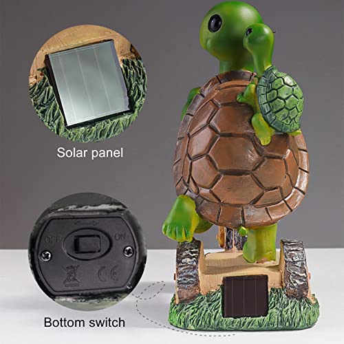 Sempoda 2Pcs Outdoor Solar Lights Turtle Statues Decor, Solar Powered LED Scooter Light Garden Sculptures, Waterproof Resin Art Lighting Lamp for Garden Landscape Patio Lawn Yard Pathway Decor