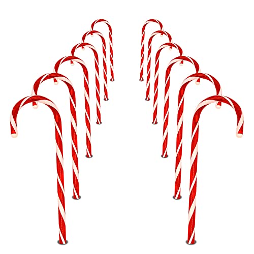 Joiedomi 12 Sets Christmas Candy Cane Pathway Markers Lights, 12” Christmas Stakes Lights, Outdoor Christmas Decorations Lights for Holiday Xmas Indoor Yard Patio Garden Walkway