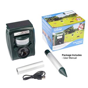 Protect Your Garden from Unwanted Animals: Izbie Solar Animal Repeller, Cat Repellent Outdoor, Squirrel Repellent, Ultrasonic Dog Repellent for Yard, Deer Repellent Devices,Cat Deterrent Outdoor