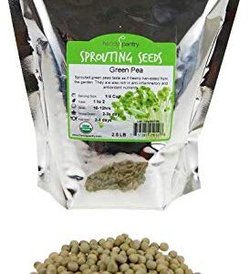 Certified Organic Dried Green Pea Sprouting Seed - 2.5 Lb - Handy Pantry Brand - Green Pea for Sprouts, Garden Planting, Cooking, Soup, Emergency Food Storage, Vegetable Gardening