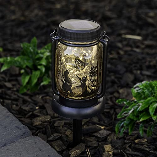 iHeartDogs Dog & Butterfly Solar Lantern Fairy Lights - Outdoor Hanging Jar & Garden Stake, 2 Piece Set