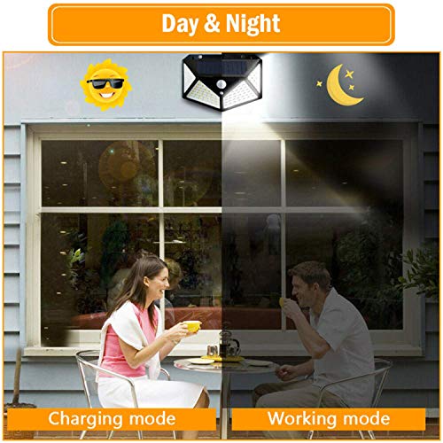 Solar Lights Outdoor - Solar Wall Light 100 LEDs Wireless Solar Motion Sensor Security Lights with 270° Wide Angle IP65 Waterproof 3 Optional Mode for Garden Patio Yard Front Door Garage Porch,4 Pack