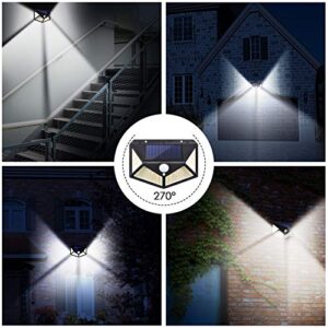 Solar Lights Outdoor - Solar Wall Light 100 LEDs Wireless Solar Motion Sensor Security Lights with 270° Wide Angle IP65 Waterproof 3 Optional Mode for Garden Patio Yard Front Door Garage Porch,4 Pack