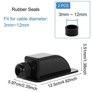 DKARDU Solar Cable Gland Waterproof Housing Single Port Cable Entry Box ABS 3mm to 12mm for RV Boats, 2 PCS Solar Panel Wiring Mounting Brackets, IP68 Black