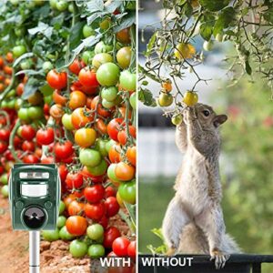 AH BRIGHT Solar Animal Repeller, 2022 Ultrasonic Mole Repellent, Rat, Squirrel, Deer, Raccoon, Skunk, Rabbit, Mole, Dog, Cat, Waterproof with Motion Detector, USB Rechargeable, Flashing Light