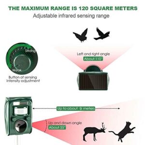 AH BRIGHT Solar Animal Repeller, 2022 Ultrasonic Mole Repellent, Rat, Squirrel, Deer, Raccoon, Skunk, Rabbit, Mole, Dog, Cat, Waterproof with Motion Detector, USB Rechargeable, Flashing Light