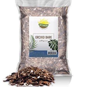 100% Organic Orchid Potting Bark (8 Quarts), All-Natural USA-Sourced Pine Bark Orchid Mix Additive