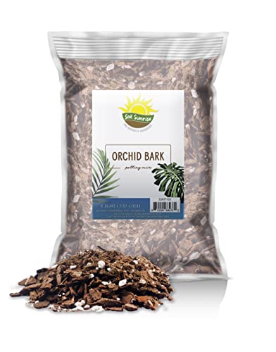 100% Organic Orchid Potting Bark (8 Quarts), All-Natural USA-Sourced Pine Bark Orchid Mix Additive