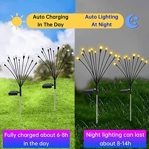 KoveYzao 2 Pack 10LED Solar Garden Light, Upgraded Ultra-Bright Solar Firefly Light, Swaying by Wind, Outdoor Waterproof, 8 Lighting Modes, Landscape Lamp for Garden, Patio, Camping, Paths, Yard