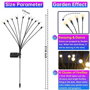 KoveYzao 2 Pack 10LED Solar Garden Light, Upgraded Ultra-Bright Solar Firefly Light, Swaying by Wind, Outdoor Waterproof, 8 Lighting Modes, Landscape Lamp for Garden, Patio, Camping, Paths, Yard