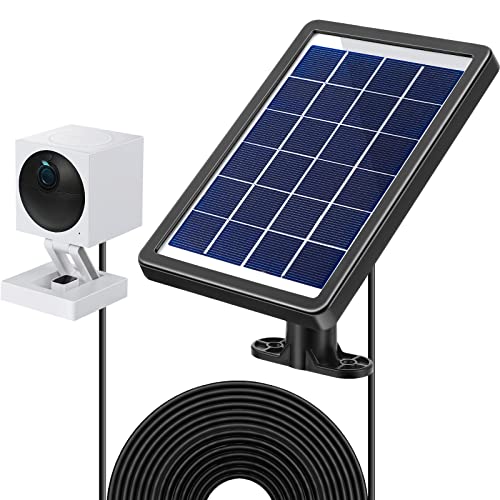 Solar Panel Compatible with Wyze Cam Outdoor, Silicone Solar Panel Powered for Surveillance Camera Outdoor Wireless, with 6V 3.5W Charging Compatible with Your WYZE Wireless Camera Outdoor (Black)