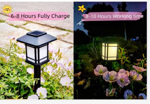 ASTRAEUS Solar Path Lights, New LED Warm White Solar Garden Light for Outdoor with IP44 Waterproof, Solar Pathway Light for Landscape, Driveway, Terrace, and Walkway, Yard. (White, 2 Pack)