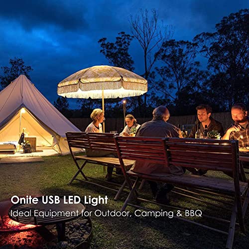 Onite USB Light, USB LED Camping Lantern with USB Splitter Y-Cable, 8ft Extra Length Cord Tent Light, Optimal Companion for Portable Power Station Solar Panel Charger Power Bank, WarmWhite