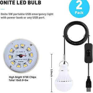 Onite USB Light, USB LED Camping Lantern with USB Splitter Y-Cable, 8ft Extra Length Cord Tent Light, Optimal Companion for Portable Power Station Solar Panel Charger Power Bank, WarmWhite