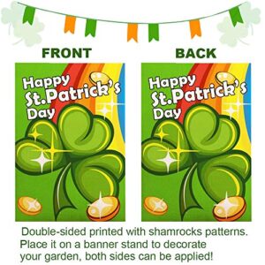 XIAXUE MLEN St. Patrick's Day Clovers Garden Flag Shamrocks Banner Holiday 12"x18" St. Patrick's Day Decorations