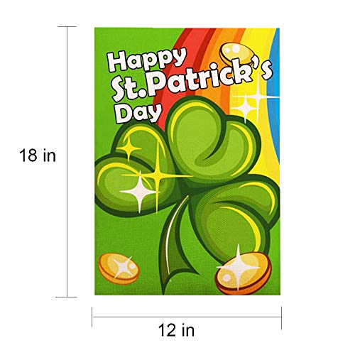 XIAXUE MLEN St. Patrick's Day Clovers Garden Flag Shamrocks Banner Holiday 12"x18" St. Patrick's Day Decorations