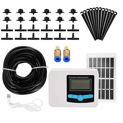 Happyyami 1 Set Garden Irrigation System Automatic Drip Irrigation Kit DIY Watering Timer System for Garden Greenhouse Patio Lawn Indoor & Outdoor