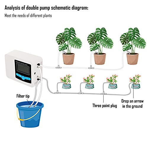 Happyyami 1 Set Garden Irrigation System Automatic Drip Irrigation Kit DIY Watering Timer System for Garden Greenhouse Patio Lawn Indoor & Outdoor