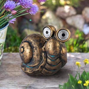 gaidenly outdoor solar garden lights, snails garden statue, resin figurine garden lawn ornaments, decorative garden lights for lawn patio yard pathway, gardening gifts for women 6.5″ x3.75”x5.3” in